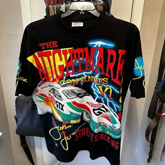 John Force Pit Crew Shirts Baju T Shirt Vintage Nascar Style John